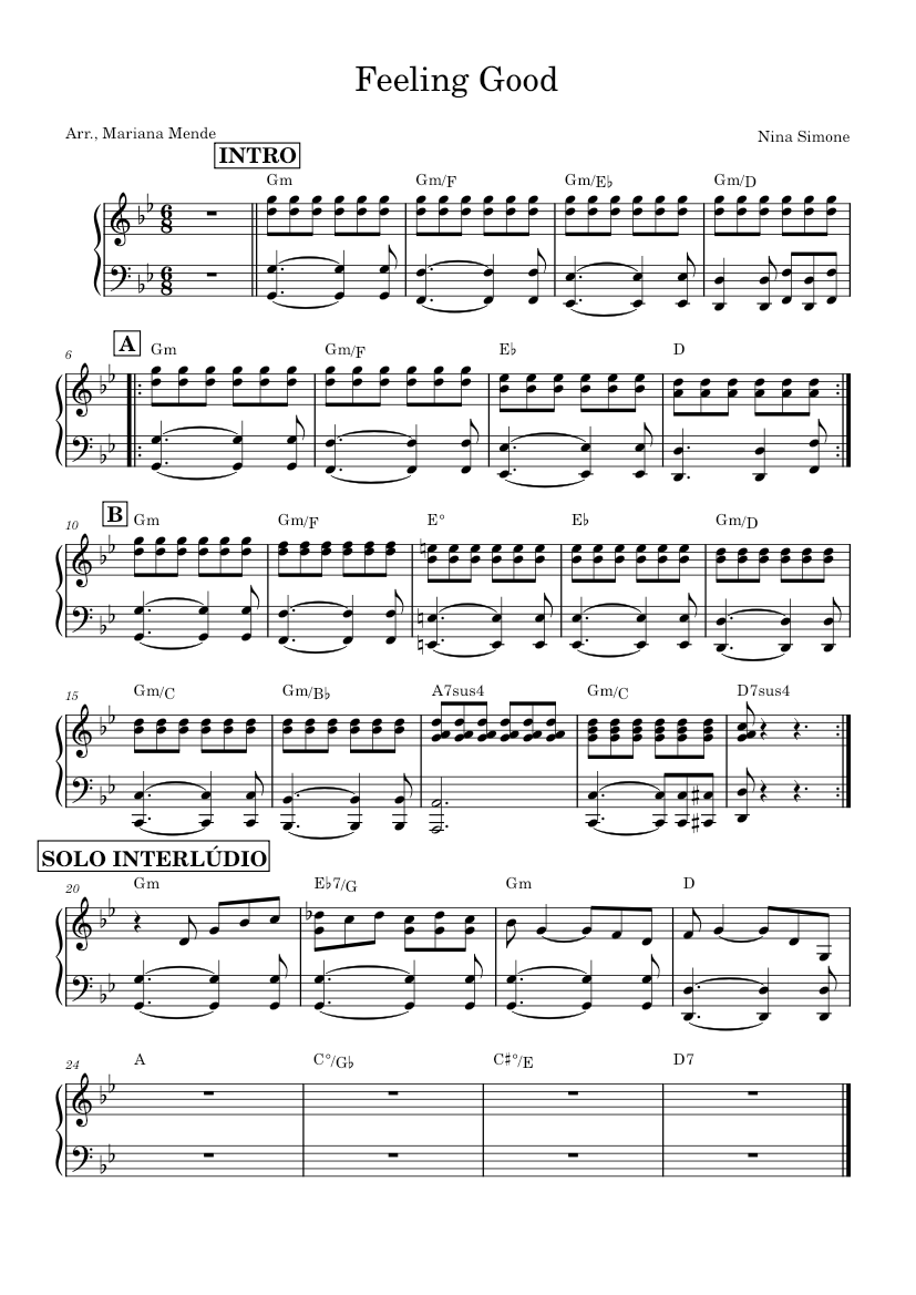 Feeling good – Nina Simone Feeling Good | Piano accompaniment Sheet ...