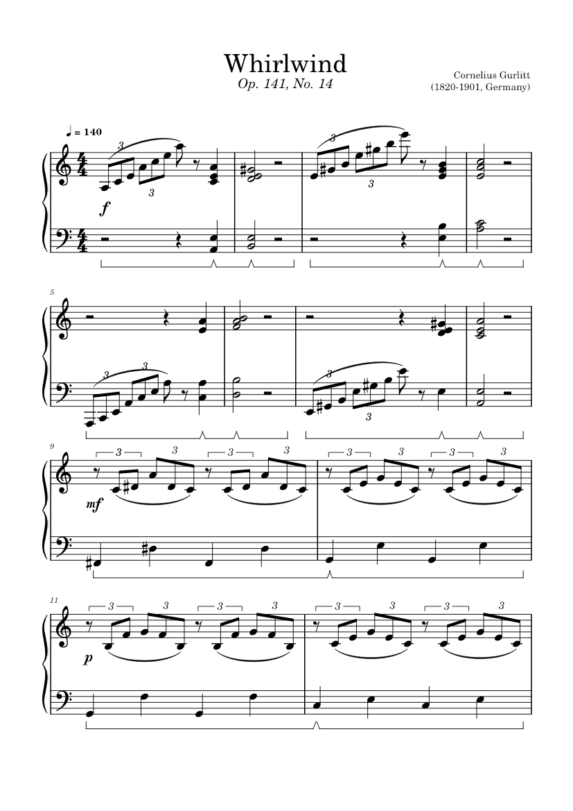 Whirlwind Sheet music for Piano (Solo) Easy | Musescore.com