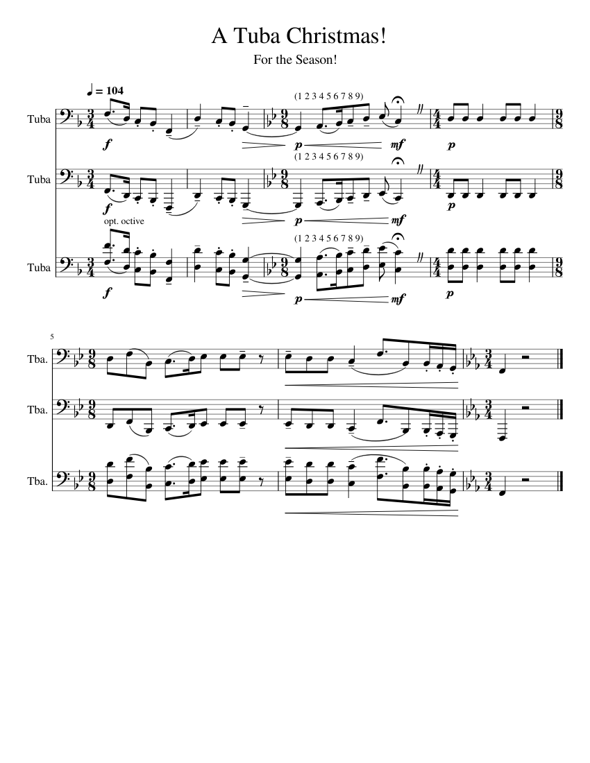 A Tuba Christmas Sheet music for Tuba (Mixed Trio) | Musescore.com