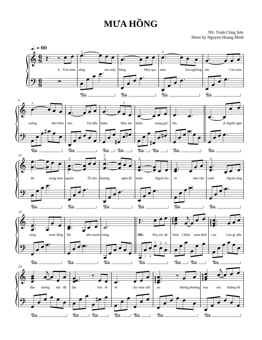 Mua hong – Trịnh Công Sơn Sheet Music for Piano (Solo) | MuseScore.com