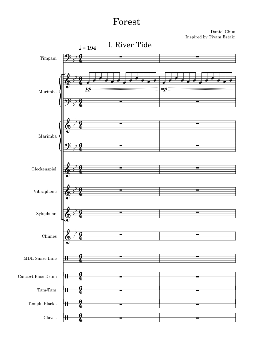 Forest Sheet music for Timpani, Vibraphone, Glockenspiel, Snare drum ...