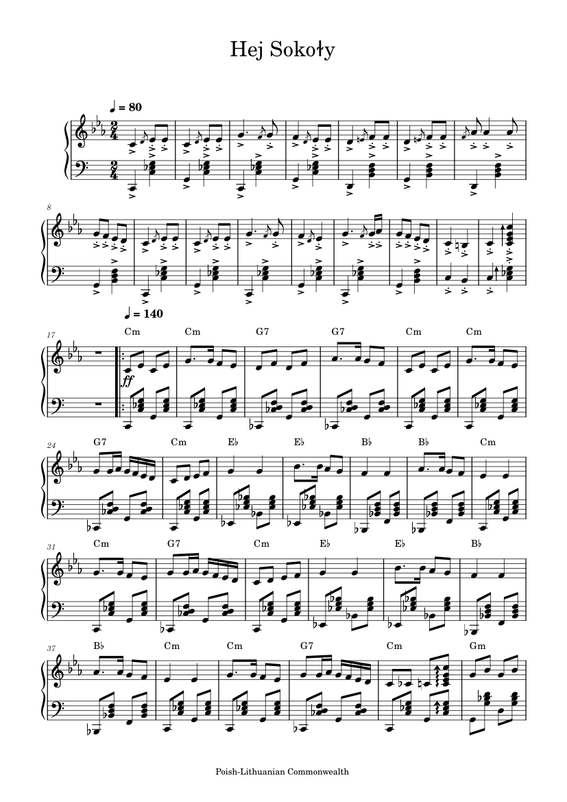 Hej Sokoły - Polish-Ukranian Folk Song Sheet Music with Chords for ...