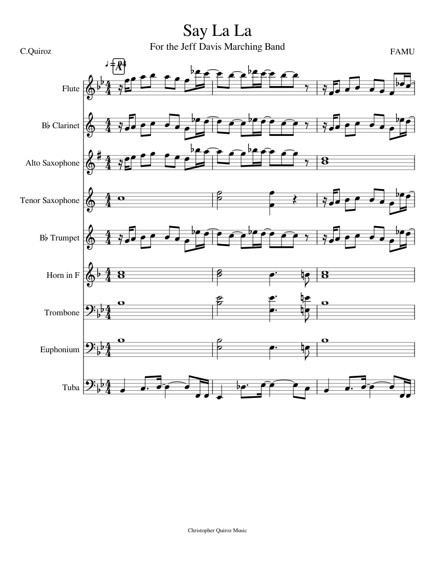 Say La La Sheet music for Trombone, Euphonium, Tuba, Flute & more instruments (Mixed Ensemble ...