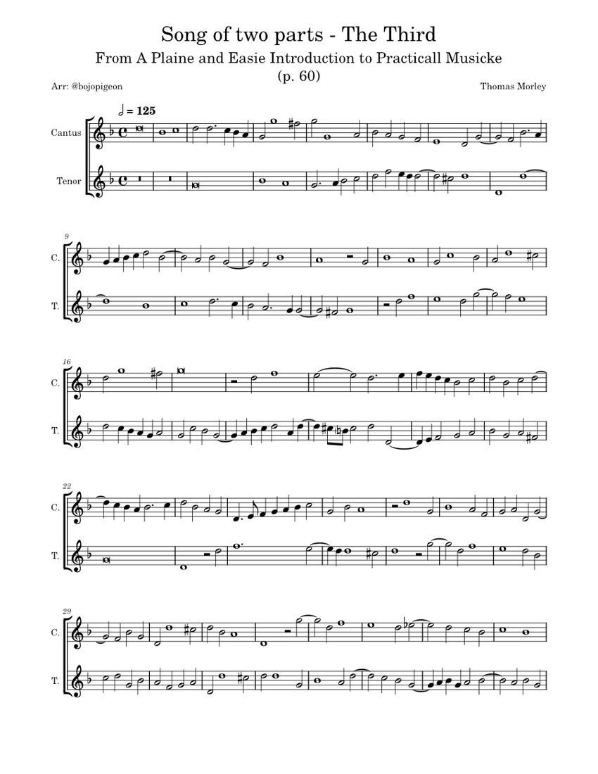Song of two parts - The Third – Thomas Morley Sheet music for Soprano ...