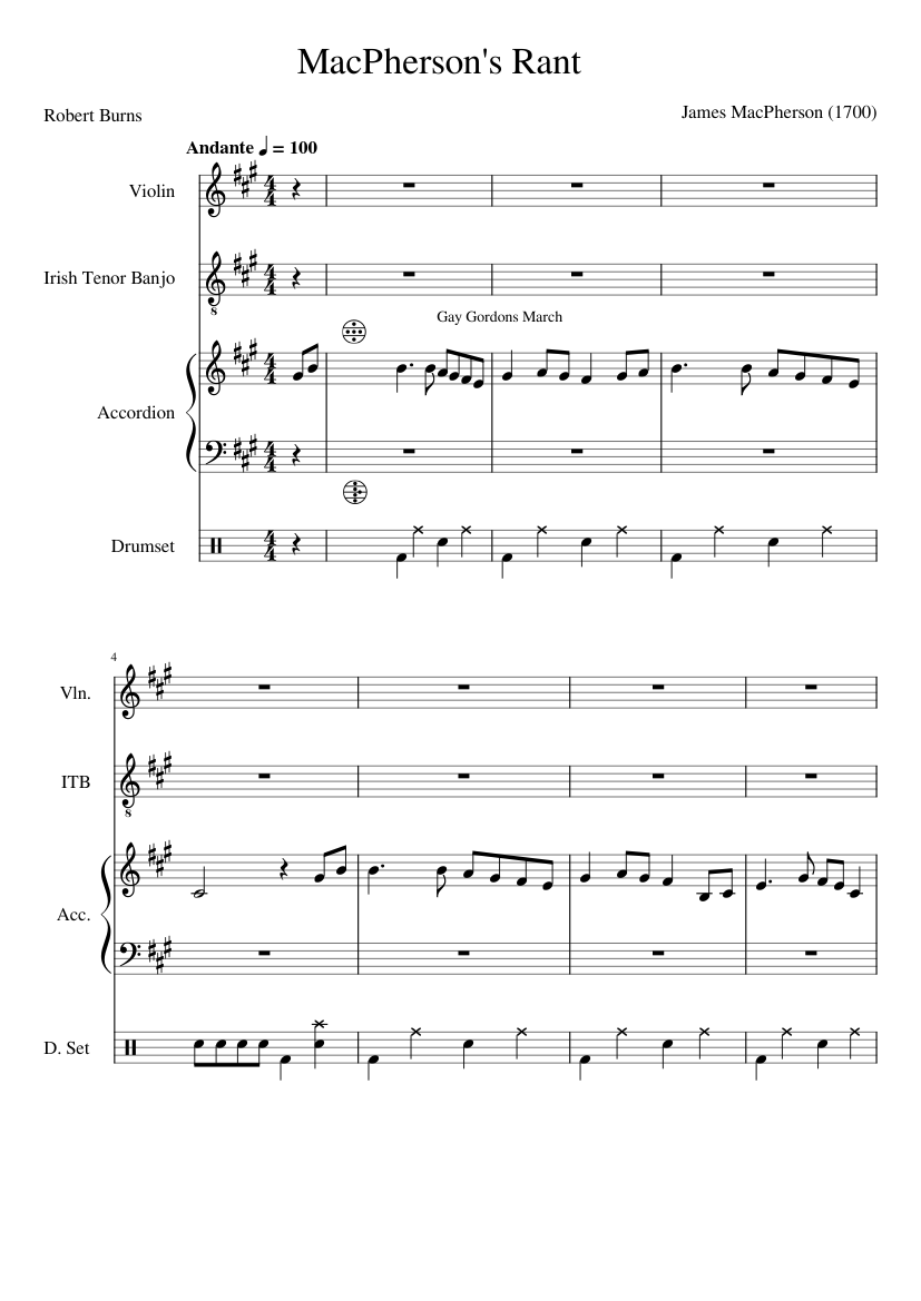 MacPherson's Rant – James MacPherson Sheet Music for Accordion, Violin ...