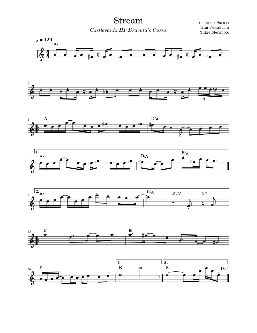 Stream – Yoshinori Sasaki, Jun Funahashi, Yukie Morimoto Sheet music ...