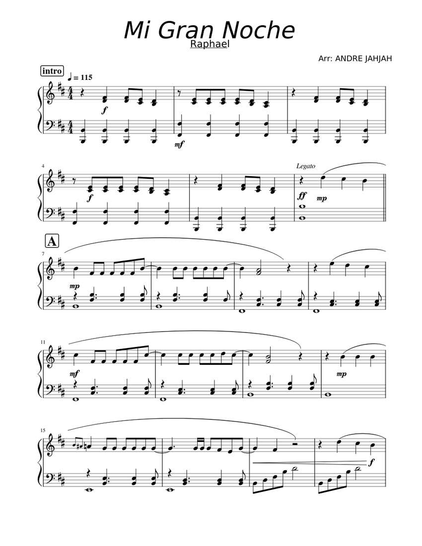 Mi gran noche – Raphael (Spain) Sheet music for Piano (Solo ...