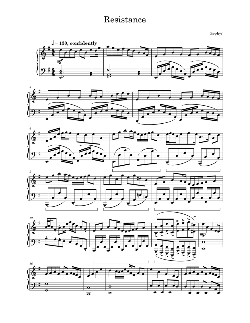 Resistance Sheet music for Piano (Solo) | Musescore.com