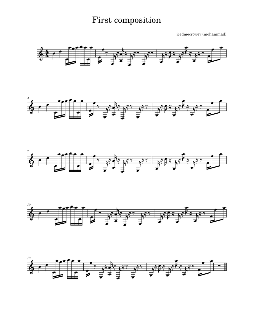 first composition Sheet music for Piano (Solo) Easy | Musescore.com