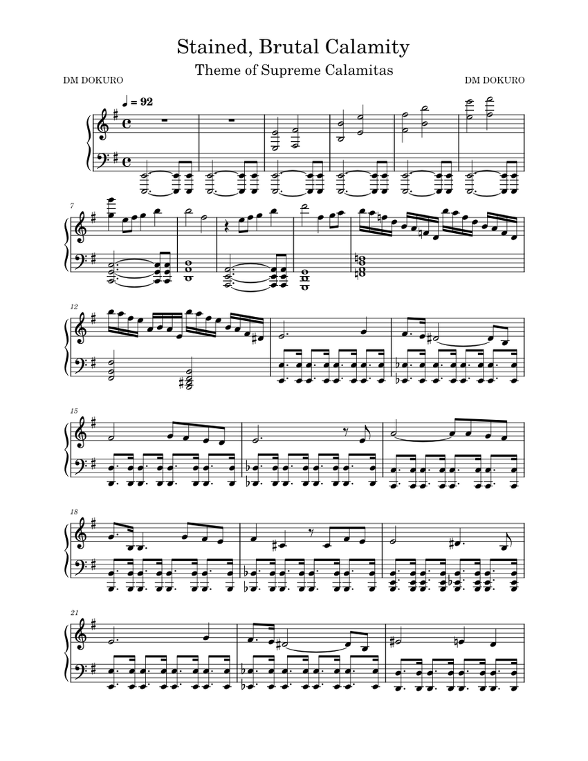 Stained, Brutal Calamity – DM DOKURO Sheet music for Piano (Solo) | Musescore.com
