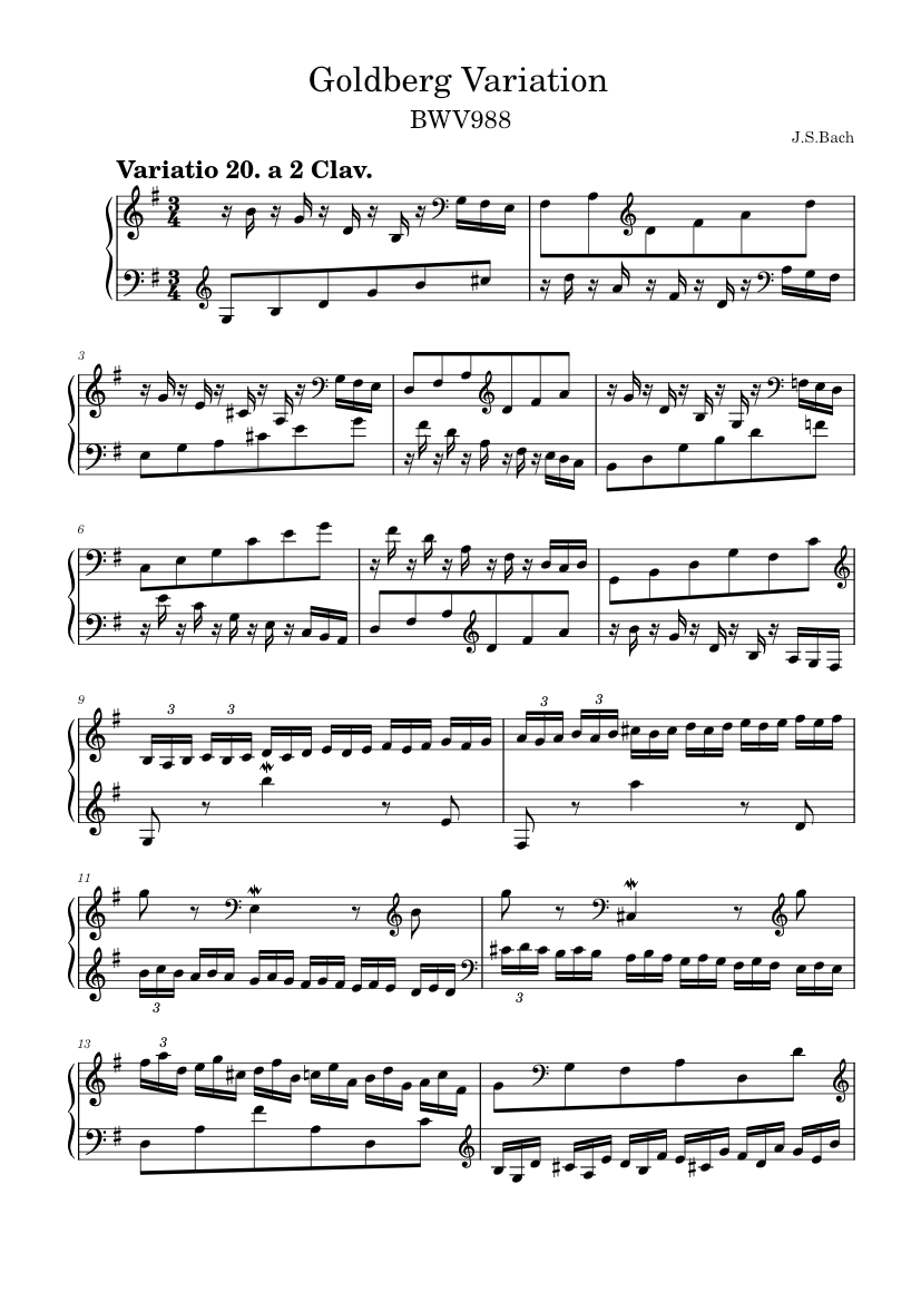 Goldberg Variation,BWV988,Variatio 20. a 2 Clav. – J.S.Bach Sheet music ...
