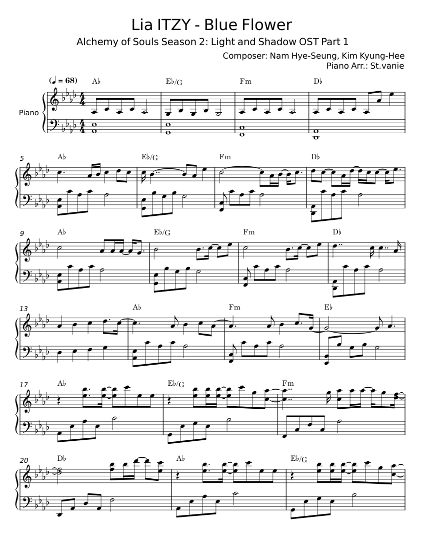 Blue Flower - Lia ITZY Sheet music for Piano (Solo) | Musescore.com