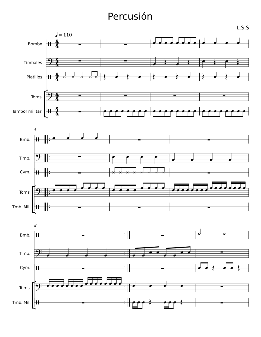 Percusión - L. S. S Sheet music for Tuba, Drum group, Strings group ...