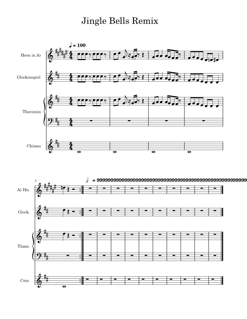 Jingle Bells Remix Sheet Music for Glockenspiel, Tubular bells ...