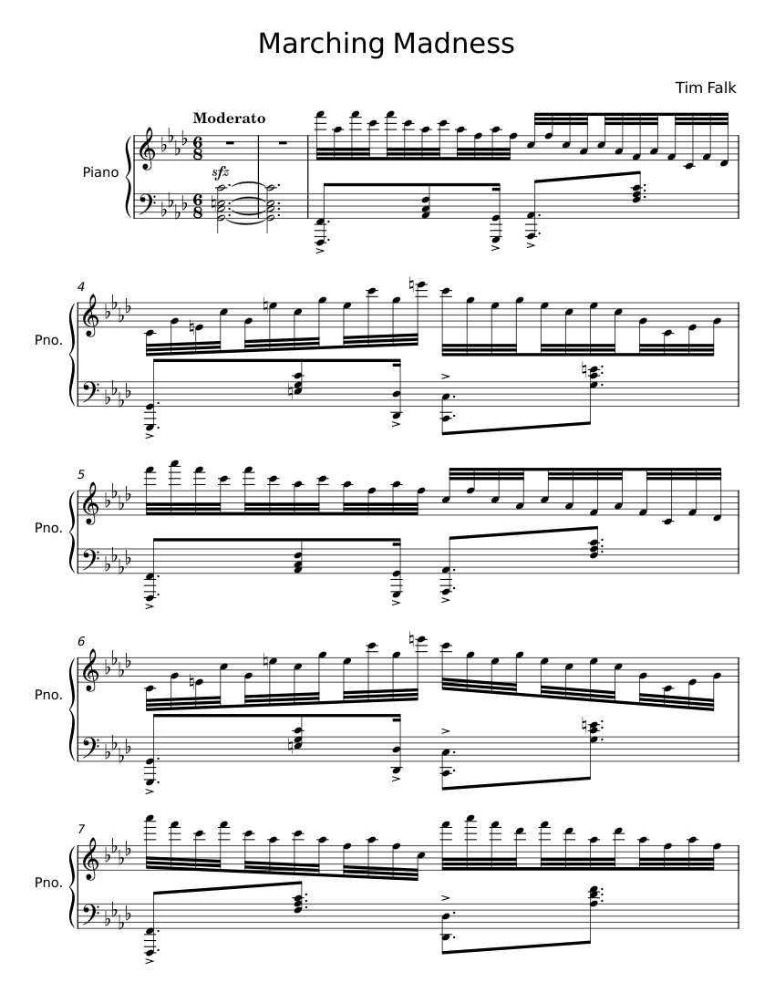 Marching Madness - Tim Falk Sheet music for Piano (Piano Duo ...