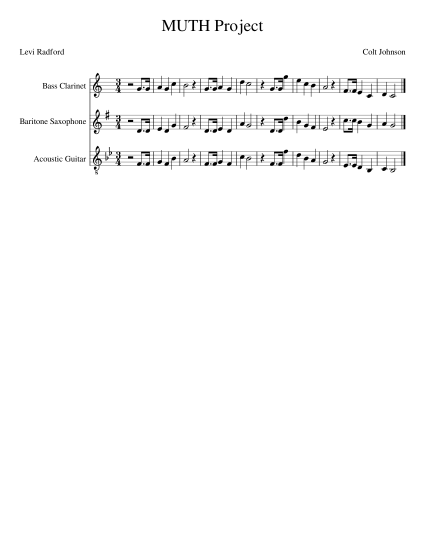 Colt Johnson and Levi Radford Muth Solfege Project Sheet music for ...