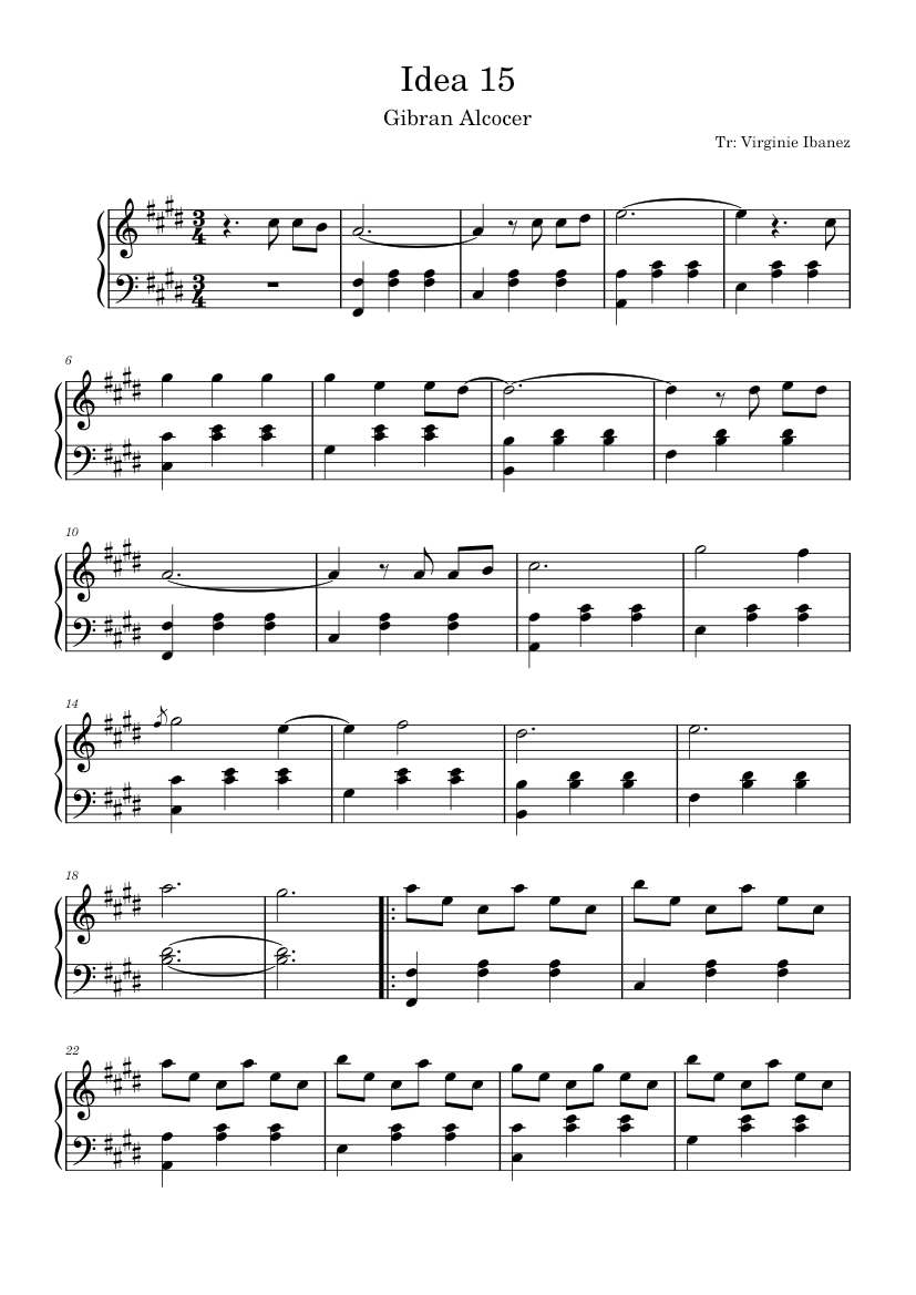 Idea 15 – Gibran Alcocer Idea 15 Sheet music for Piano (Solo) Easy ...