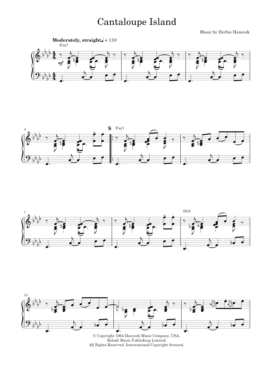 cantaloupe island Sheet music for Piano by Herbie Hancock Official | MuseScore.com