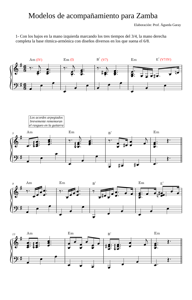 Modelos de acompañamiento para Zamba - Águeda Garay Sheet music for ...