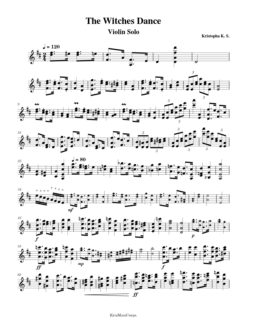 Theme From The Witches' Dance – Niccolò Paganini The Witche's Dance ...