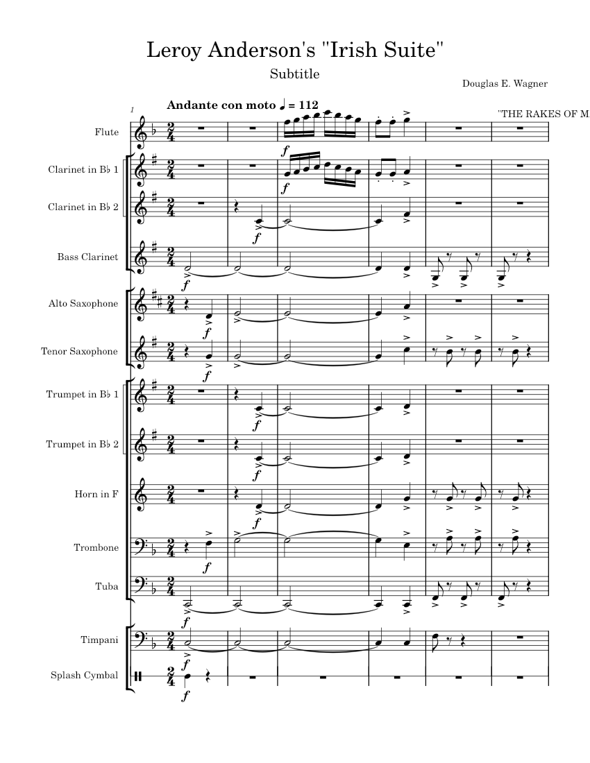 Leroy Anderson's "Irish Suite" - Leroy Anderson Sheet Music for Trombone, Tuba, Flute, Saxophone ...