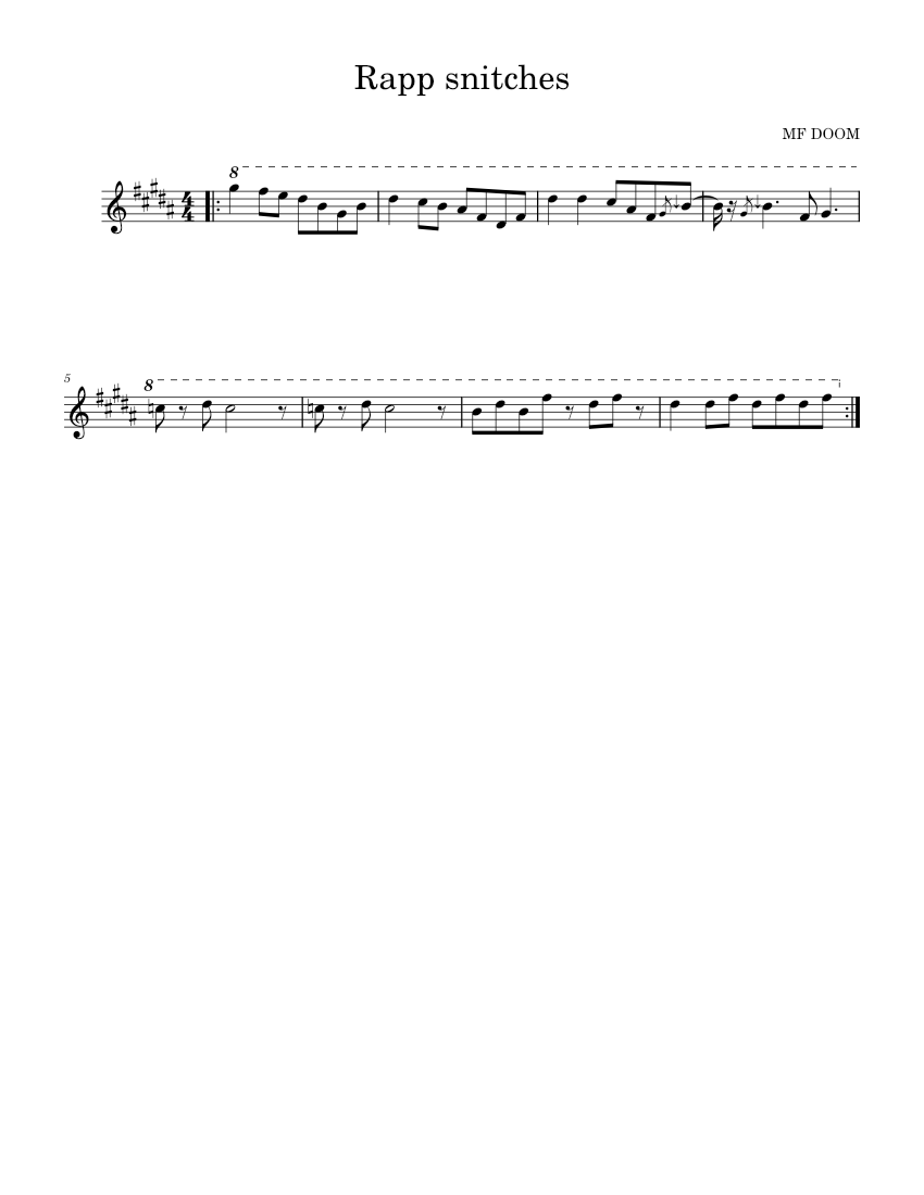Rapp Snitches Knishes Sheet music for Saxophone alto (Solo) | Musescore.com