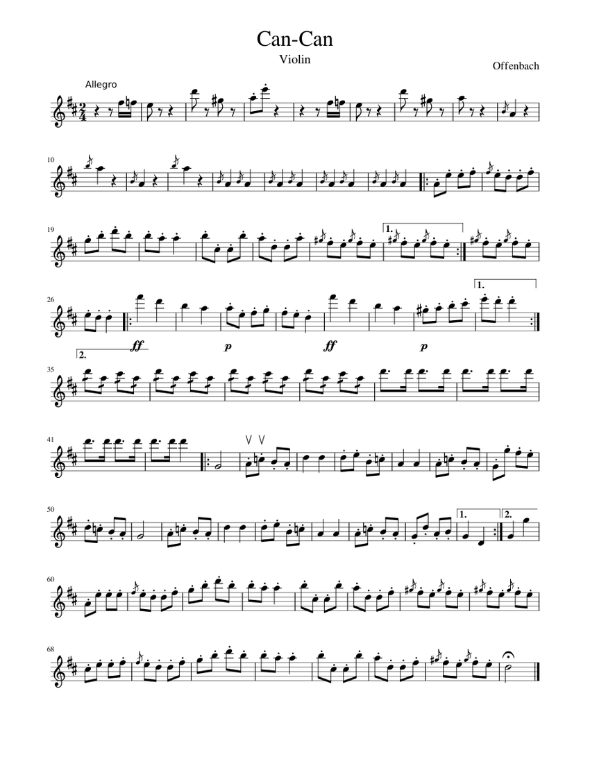 Can Can Sheet music for Piano (Solo) | Musescore.com