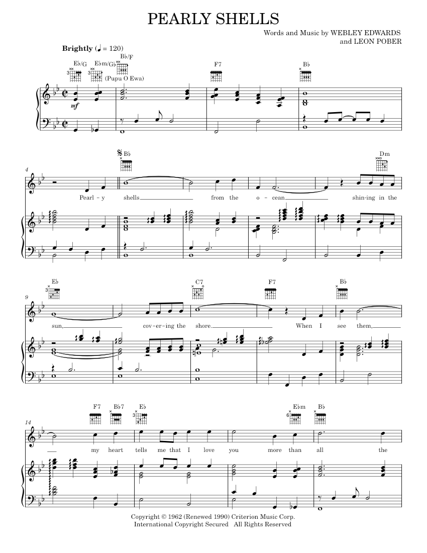 Play Official version of Pearly Shells (Pupu O Ewa) sheet music by Don ...