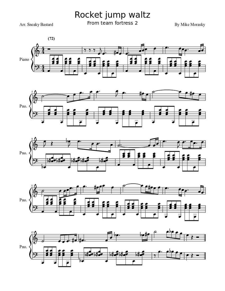 rocket jump waltz piano solo Sheet music for Piano (Solo) | Musescore.com