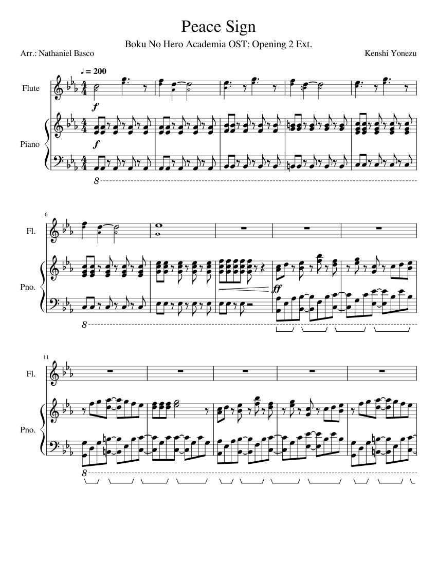 Peace Sign (Ext. Ver.) - Boku No Hero Academia OST: Opening 2 for Piano ...