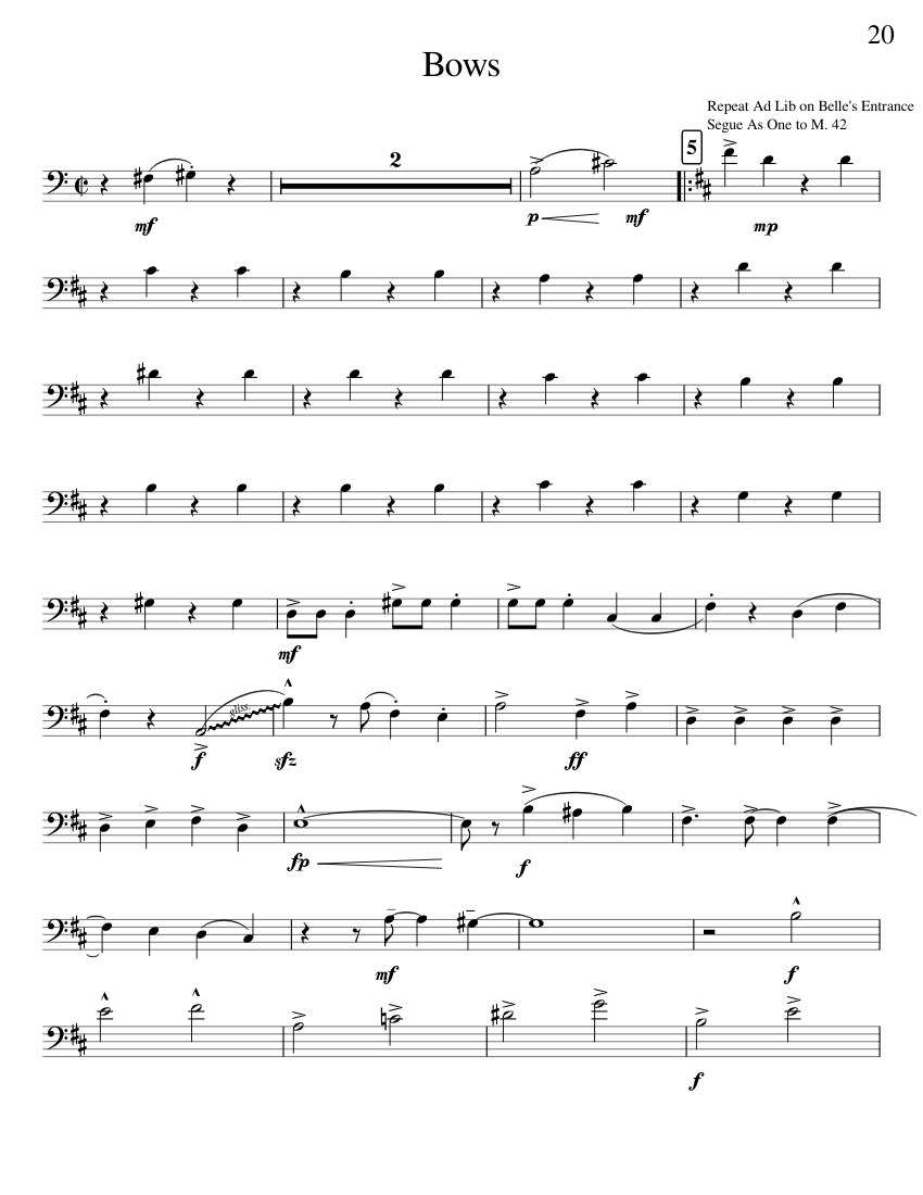Bows Sheet music for Trombone (Solo) | Musescore.com