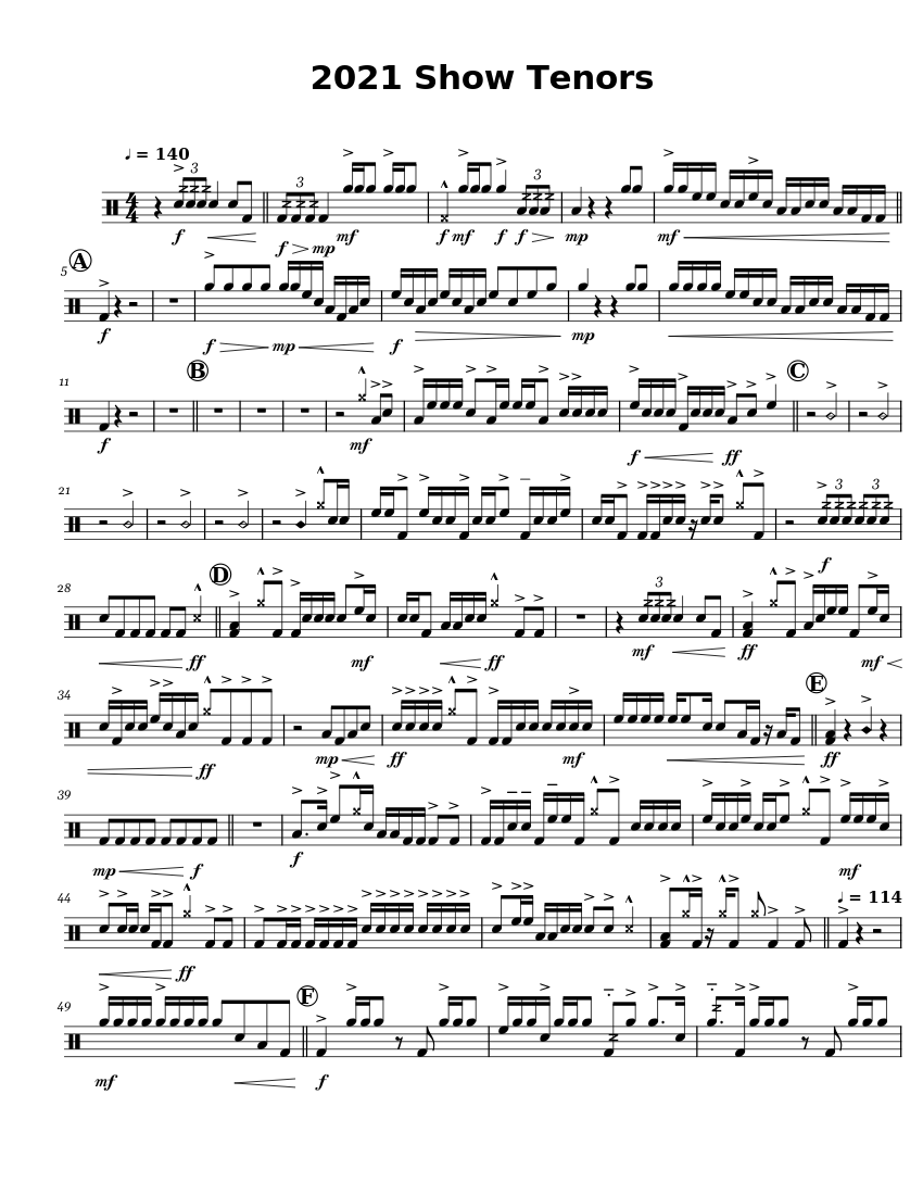 2021_Show_Tenors Sheet music for Tenor drum (Solo) | Musescore.com