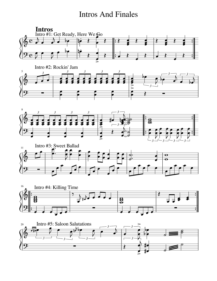 Intros And Finales!!! Sheet music for Piano (Solo) | Musescore.com