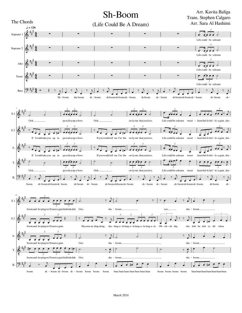 Sh-boom (Life Could Be A Dream) – The Chords Sh-boom (Life Could Be A Dream) Sheet Music for ...