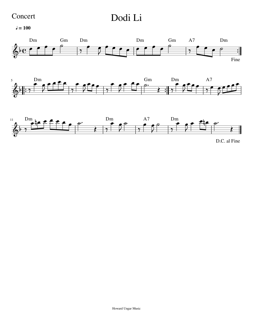 Dodi Li Sheet music for Clarinet in b-flat (Solo) | Musescore.com