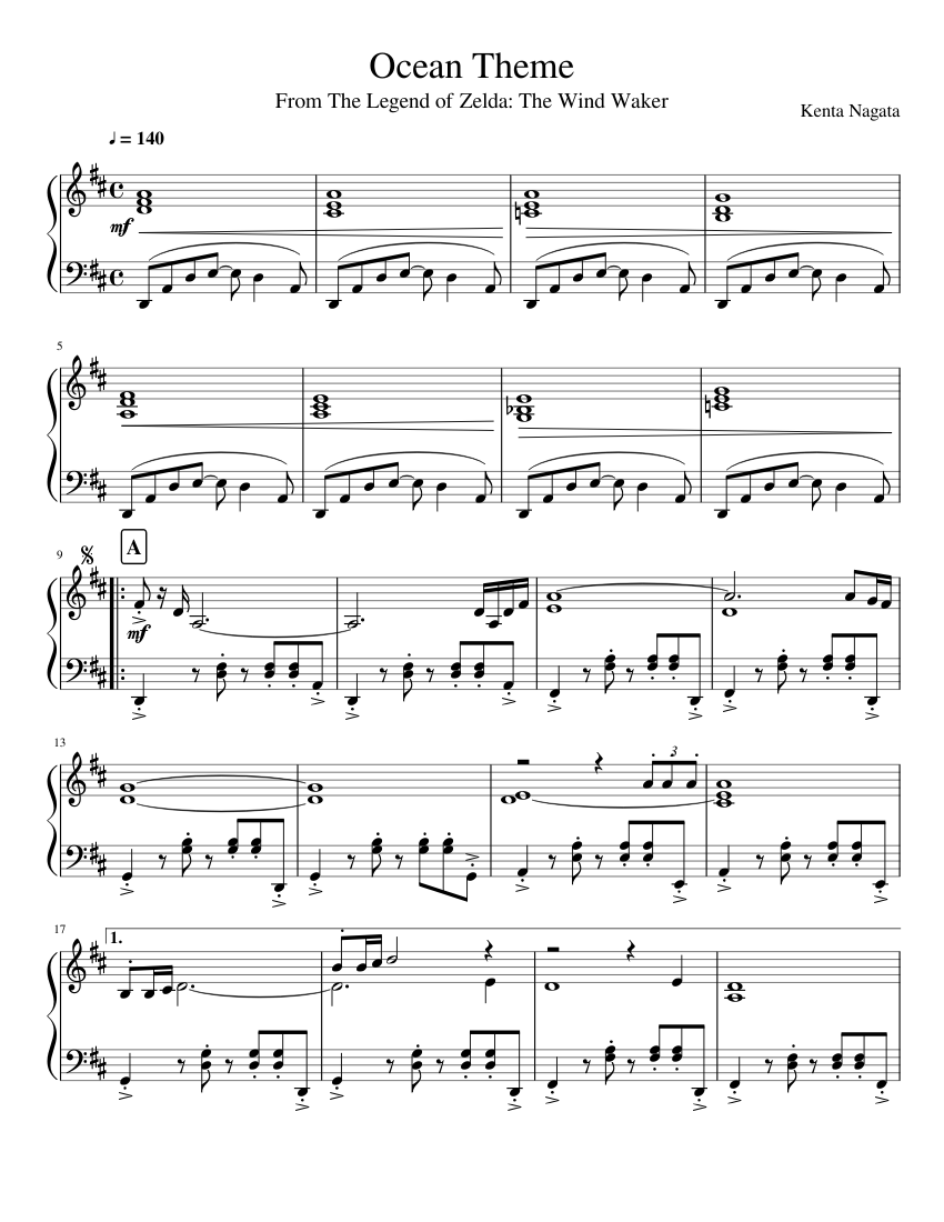 Ocean Theme - piano tutorial