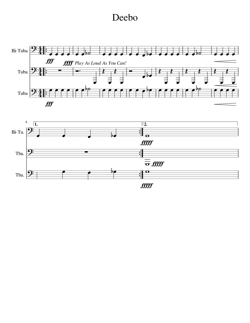 Deebo Sheet music for Tuba (Mixed Trio) | Download and print in PDF or ...