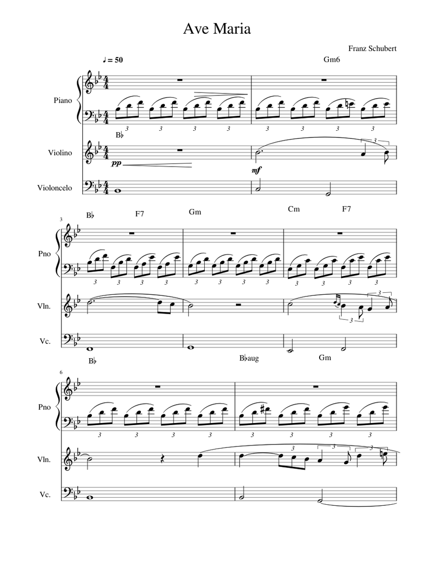 Ave Maria Sheet music for Piano, Violin, Cello (Mixed Trio) | Musescore.com