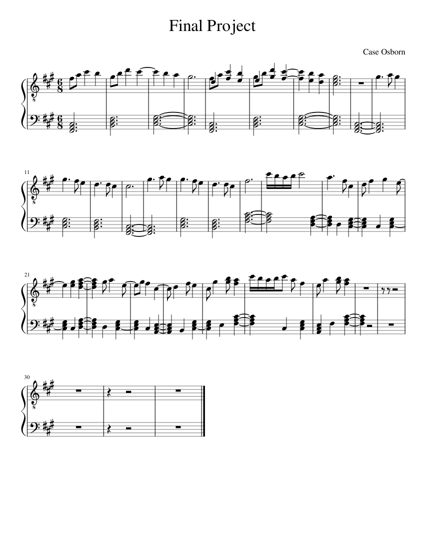 Final Project (incomplete) Sheet music for Piano (Solo) Easy ...