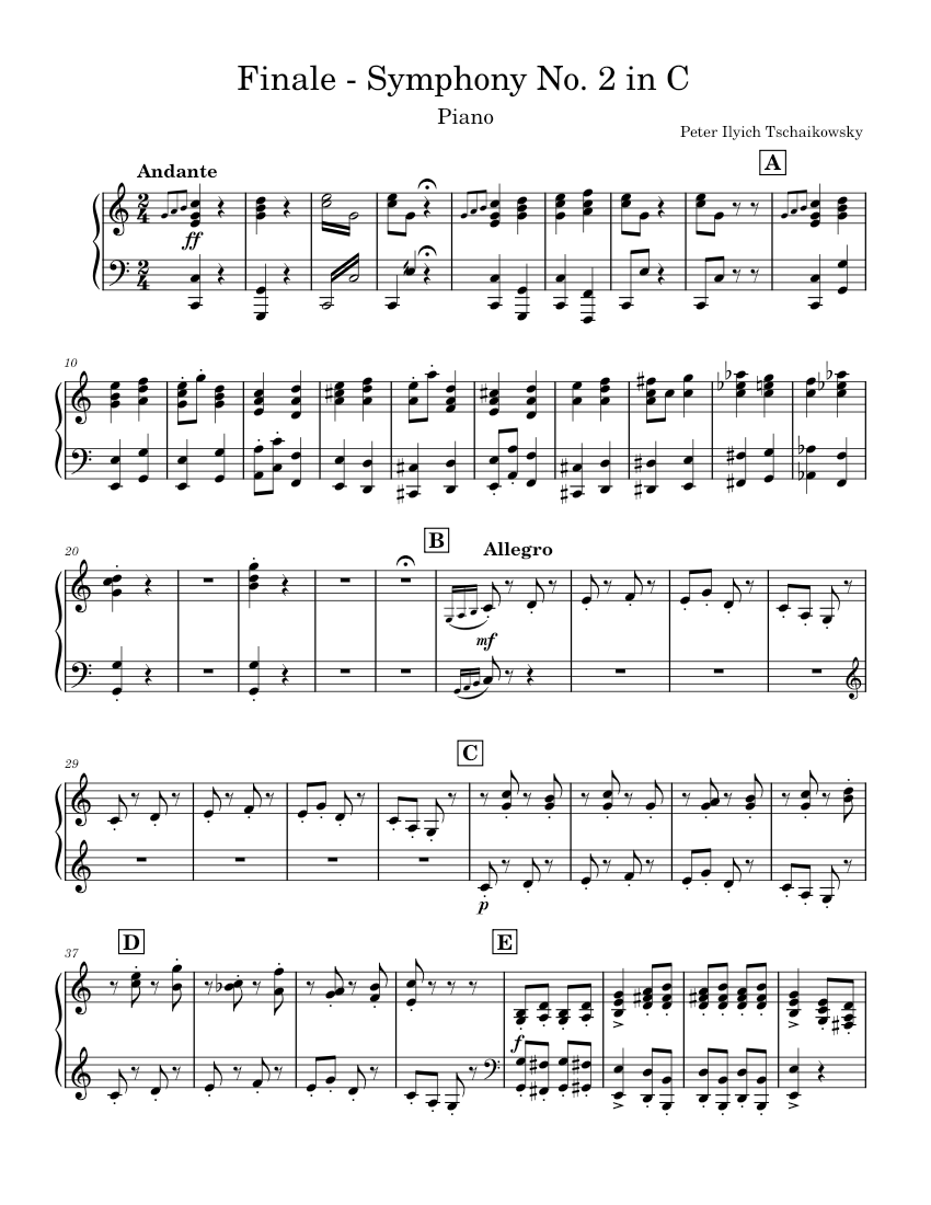 Finale - Symphony No. 2 in C Sheet music for Piano (Solo) | Musescore.com