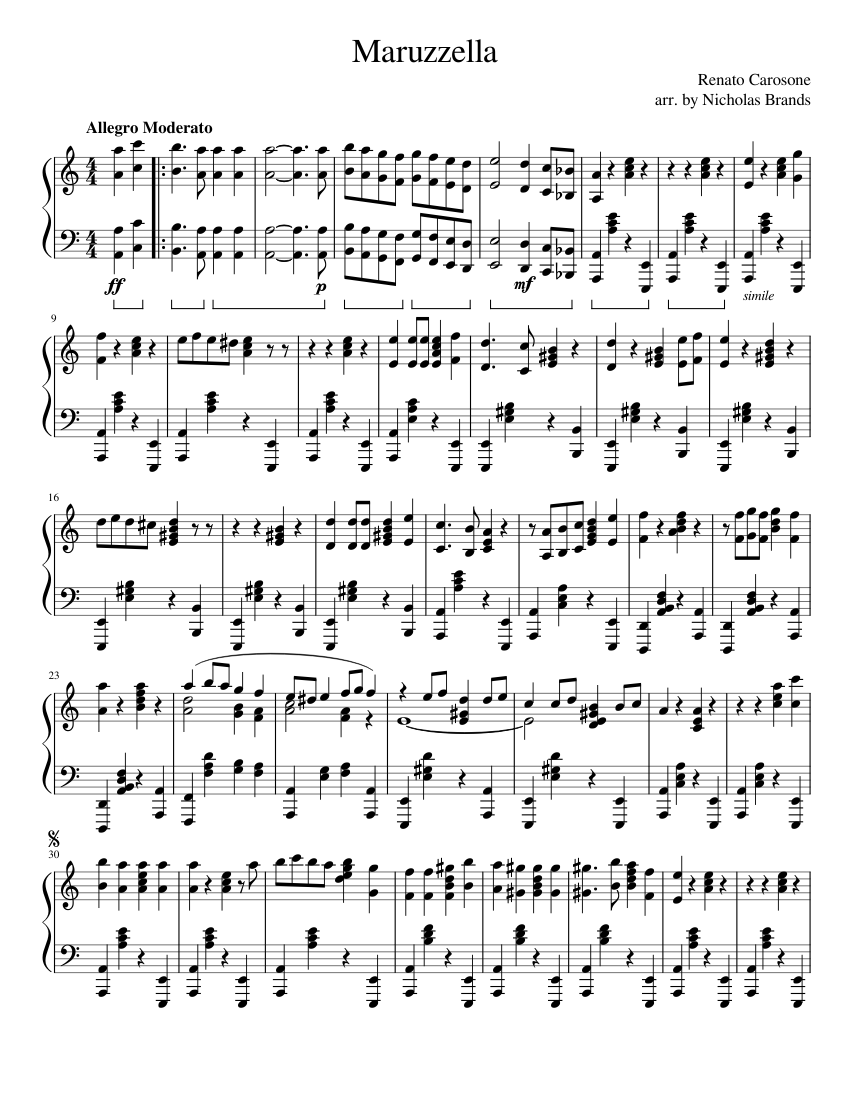 Maruzzella Sheet music for Piano (Solo) | Musescore.com