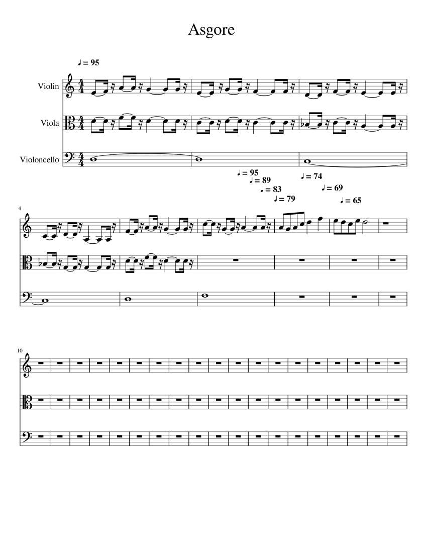 asgore incomplete Sheet music for Violin, Viola, Cello (String Trio ...
