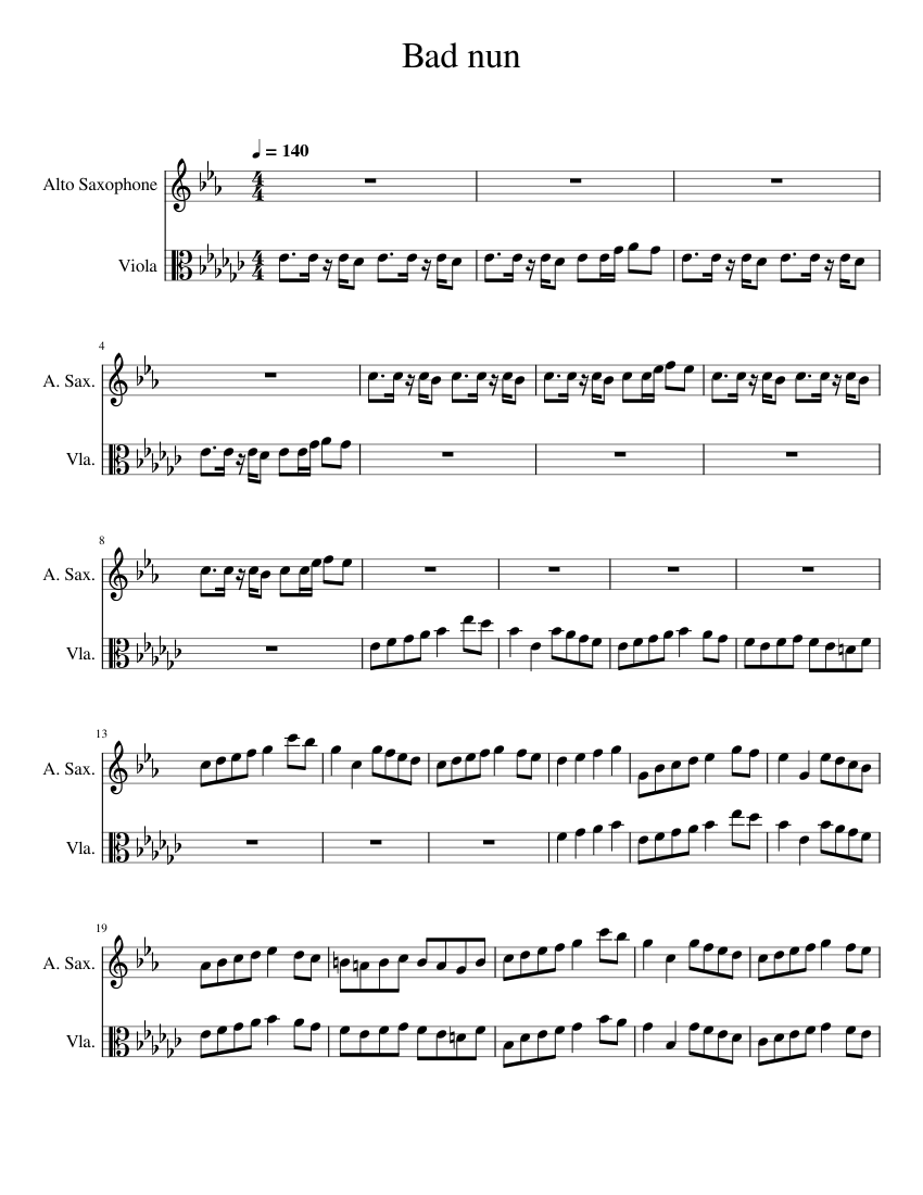 Bad Apple – ZUN Sheet music for Saxophone alto, Viola (Mixed Duet ...