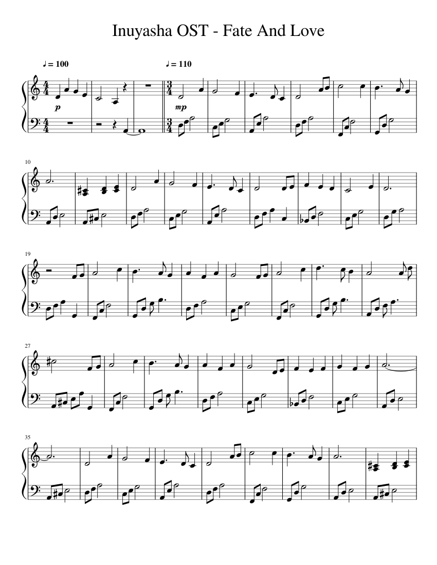 Inuyasha's Lullaby Sheet music for Piano (Solo) | Musescore.com