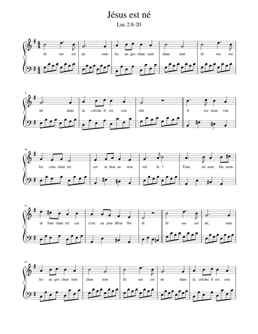 Jésus_est_né Sheet music for Piano (Solo) | Musescore.com