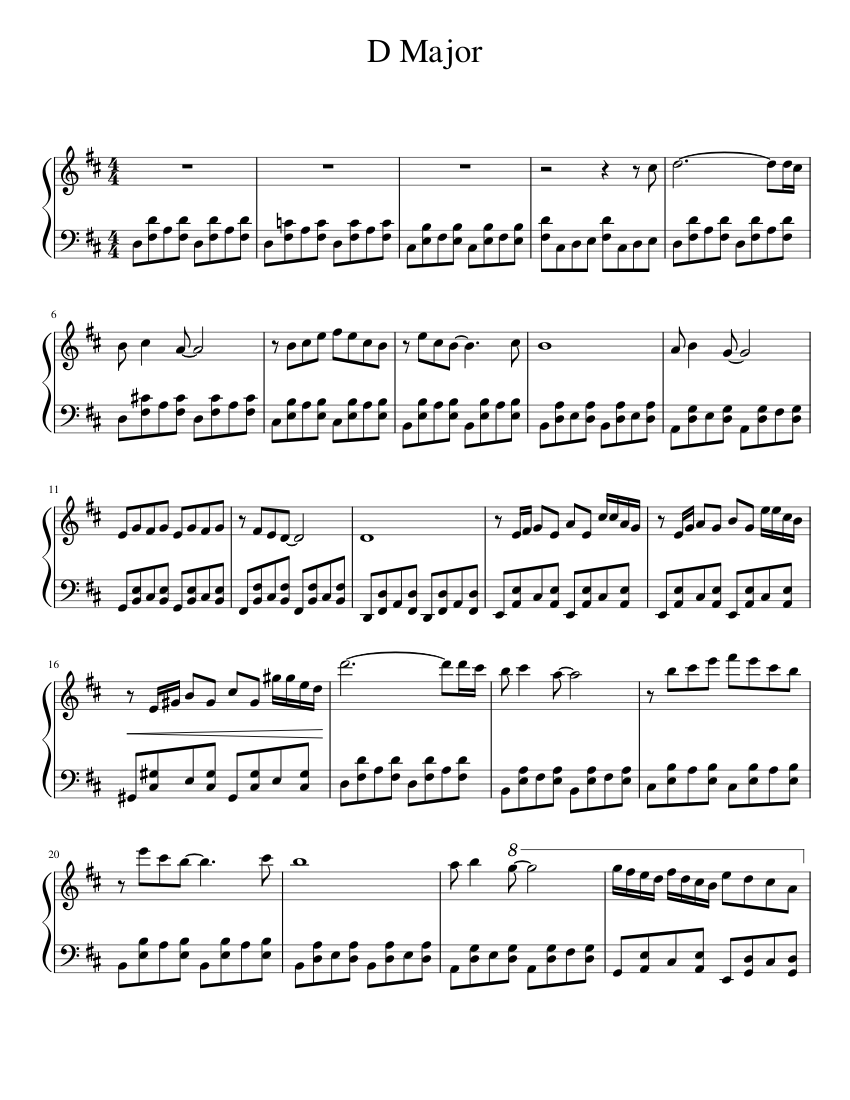 D Major Sheet music for Piano (Solo) Easy | Musescore.com