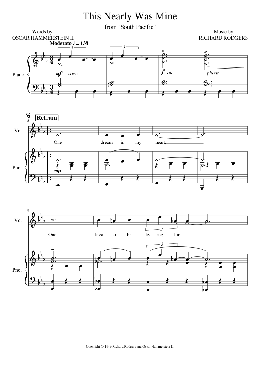 This Nearly Was Mine Sheet Music for Piano (Piano Duo) | MuseScore.com