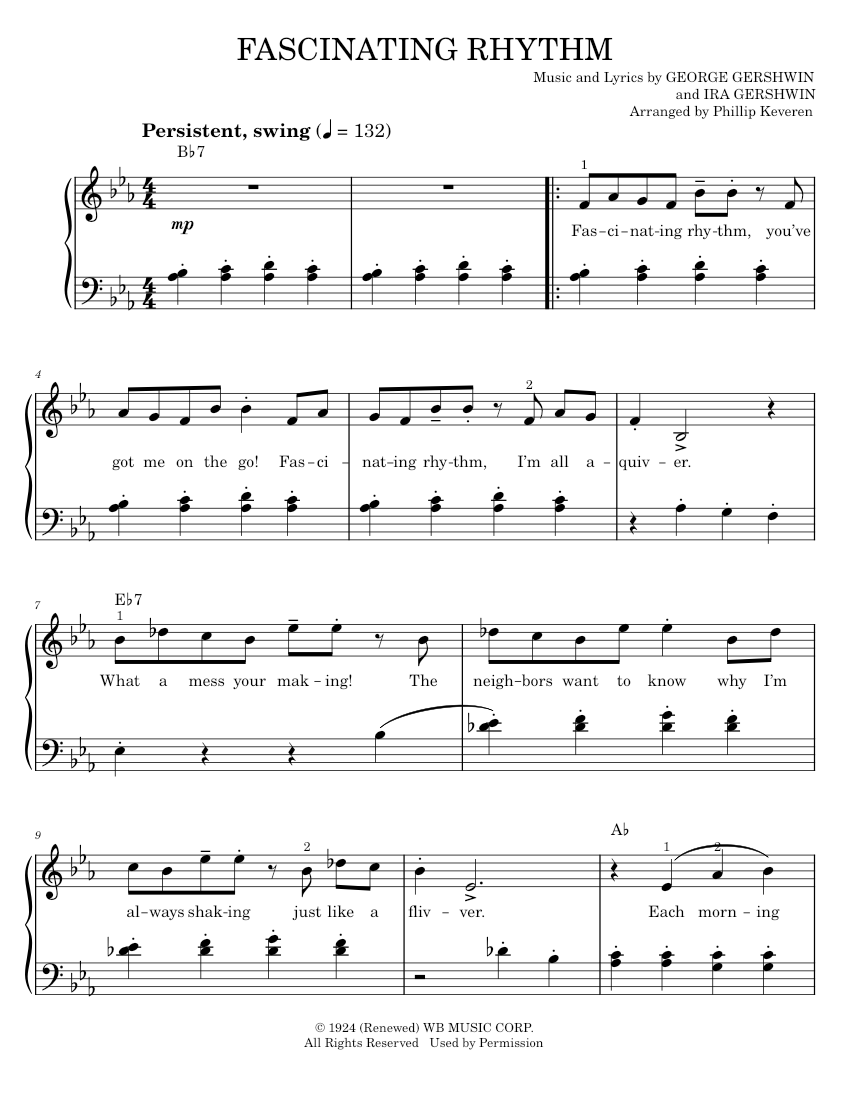 Play Official version of Fascinating Rhythm sheet music by George ...