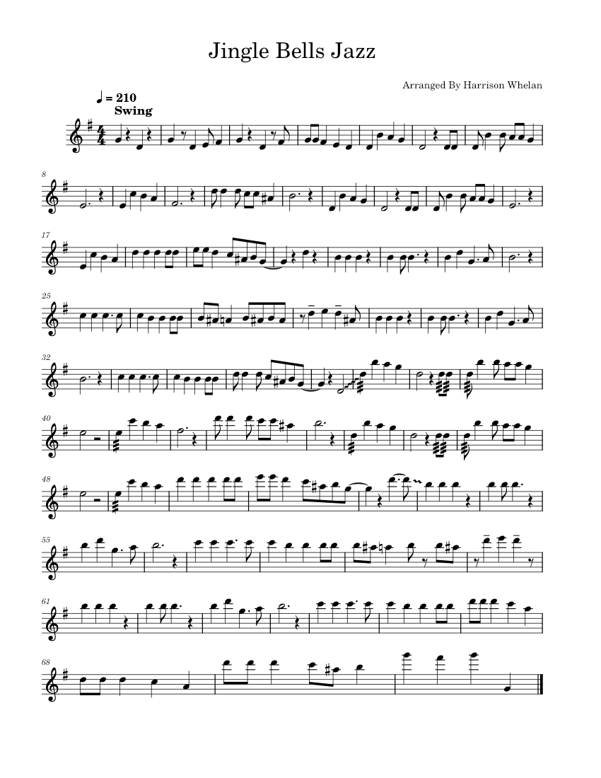 Jingle Bells Jazz Sheet music for Flute (Solo) | Musescore.com