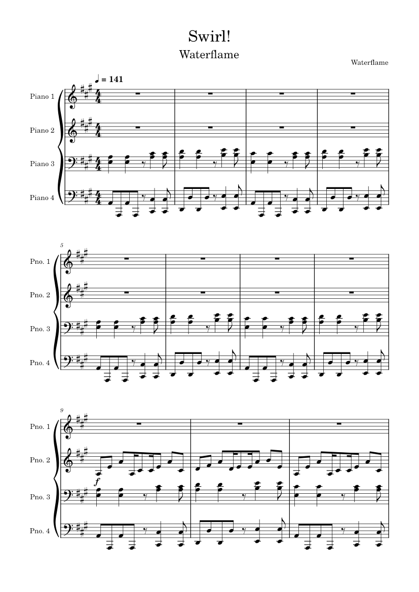 Swirl! Sheet music for Piano (Mixed Quartet) | Musescore.com
